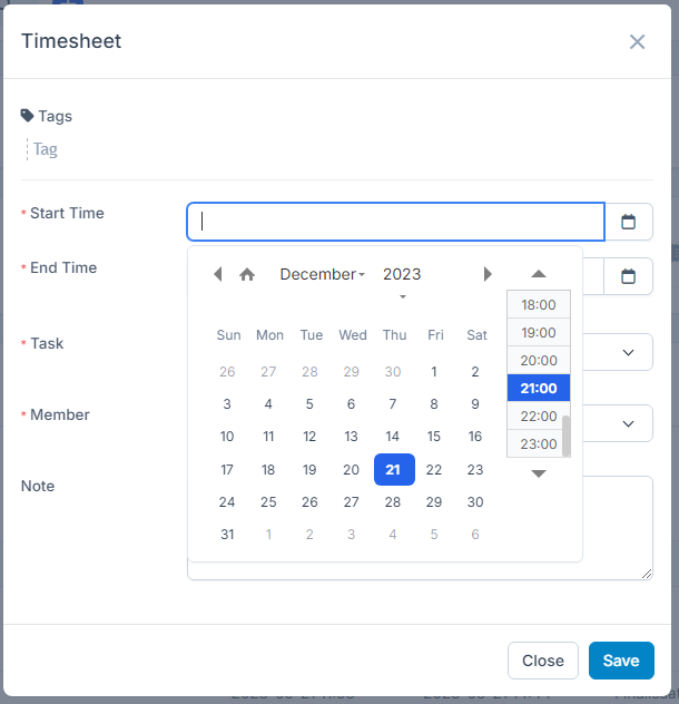 How to create original timesheets in a project?